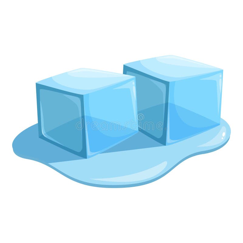 Two Ice Cubes Melting on a Puddle of Water Stock Illustration ...