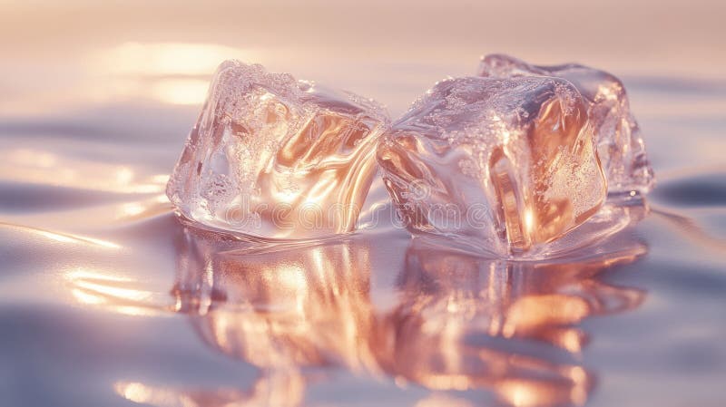 Two Ice Cubes Reflecting Light Smooth Surface Stock Photos - Free ...