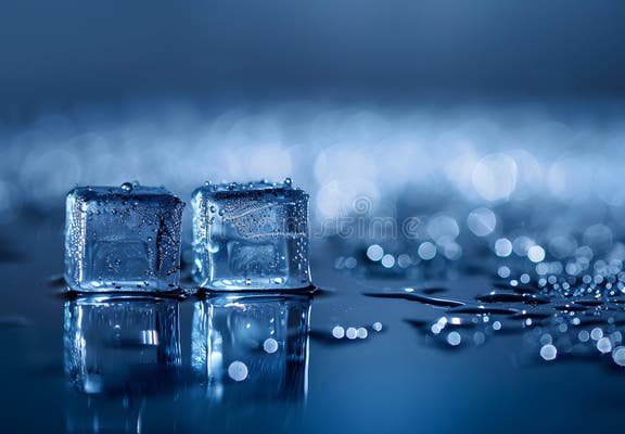 Two Ice Cubes on Water Surface Reflection Stock Illustration ...