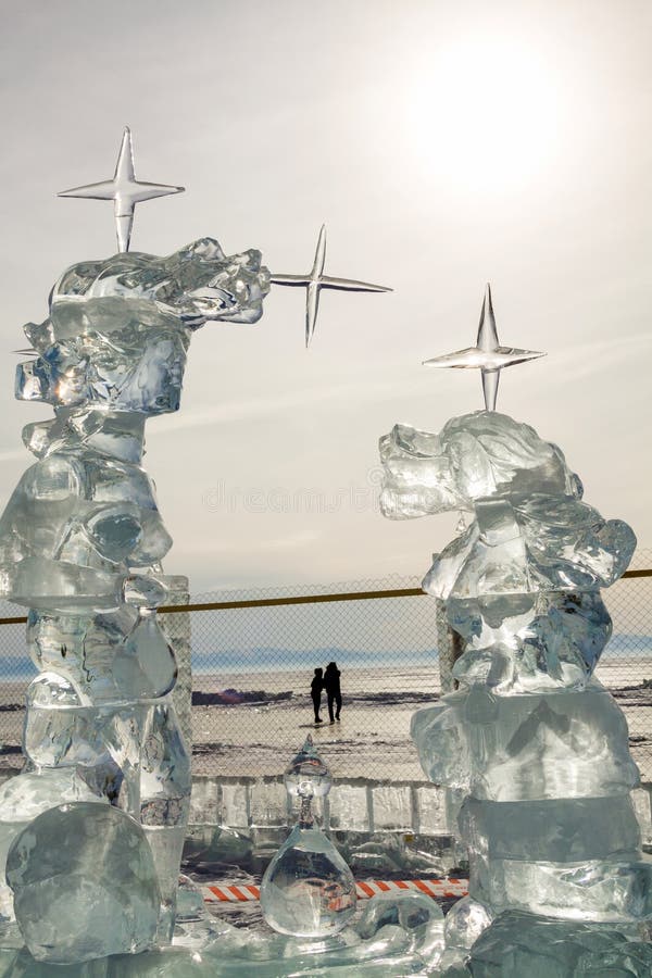 Two ice momen figures editorial photo. Image of baikal - 365309116