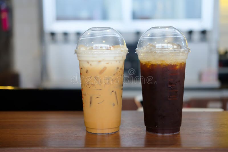 Two Iced Coffee on Table at Cafe Stock Image - Image of caffeine, iced ...