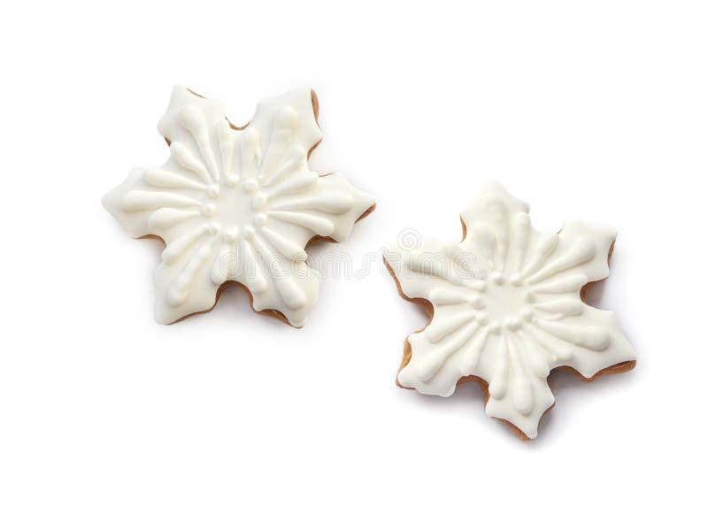 Iced Snowflake Biscuit on Snow Stock Photo - Image of cakes, purity ...