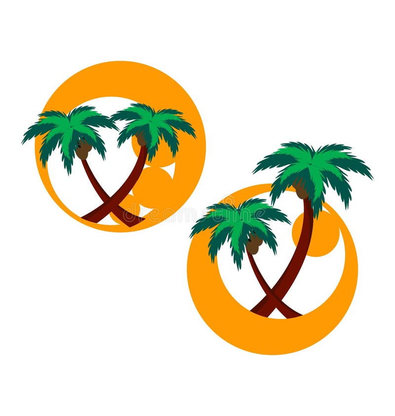 Two icons with palm trees stock vector. Illustration of vector - 19814990
