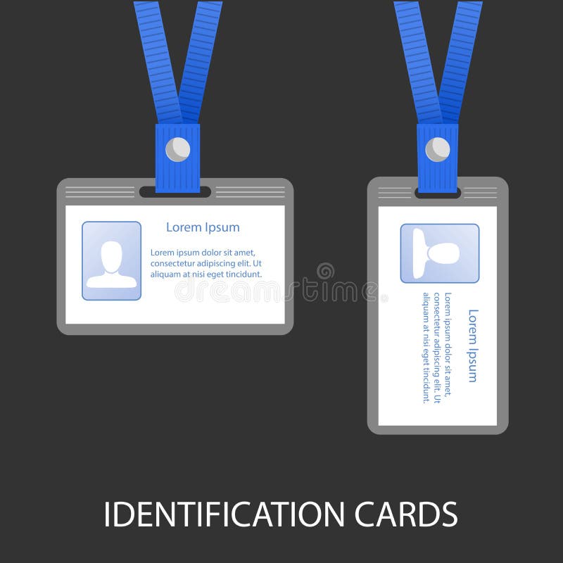 Two ID Cards on a Blue Cord Stock Illustration - Illustration of ...