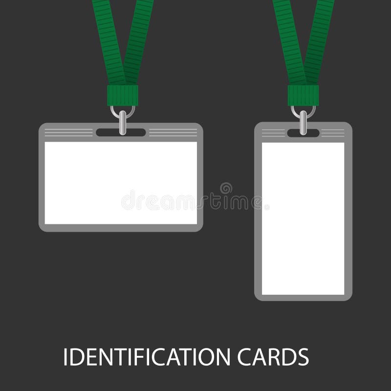 Two ID Cards on a Green Cord Stock Illustration - Illustration of frame ...