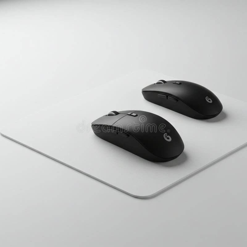 Two Identical Black Wireless Computer Mice are Positioned Side by Side ...