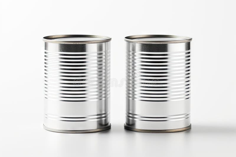 Two Identical, Clean, and Empty Tin Cans on a White Background Stock ...