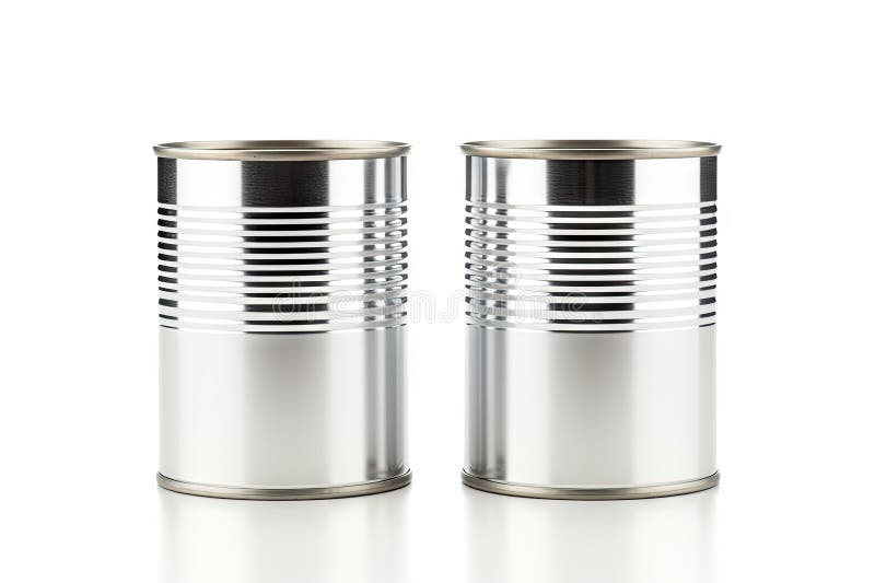Two Identical, Clean, and Empty Tin Cans on a White Background Stock ...