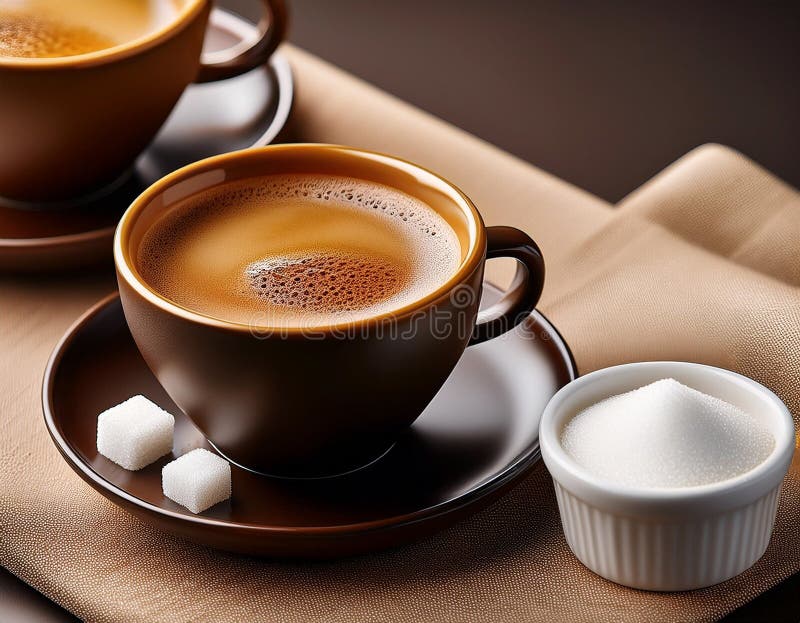 Two Identical Cups of Coffee but with Different Sugar Amounts Stock ...
