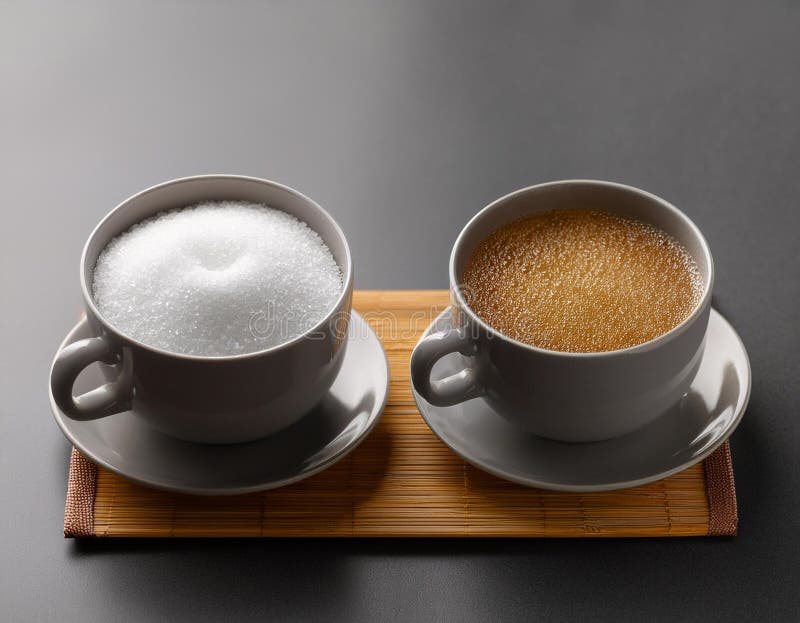 Two Identical Cups of Coffee but with Different Sugar Amounts Stock ...