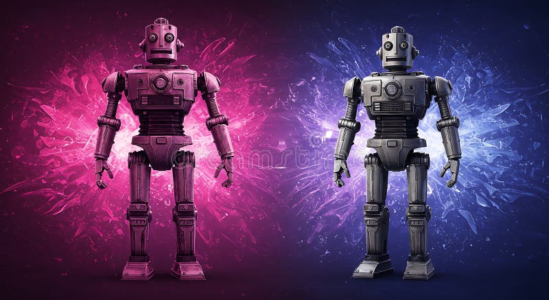 Identical Retro Style Robots Stock Illustrations – 5 Identical Retro ...