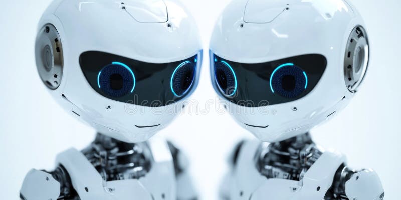 White robots side by side stock image. Image of workers - 376001703