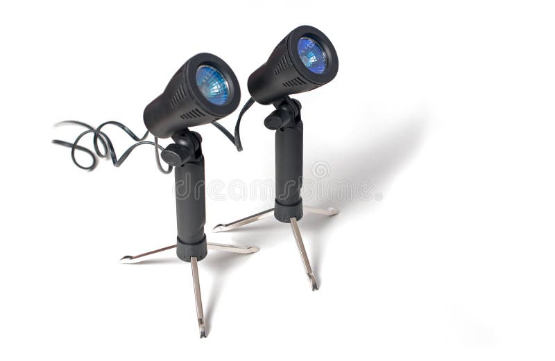 Pair of small spotlights stock image. Image of blue - 159548685