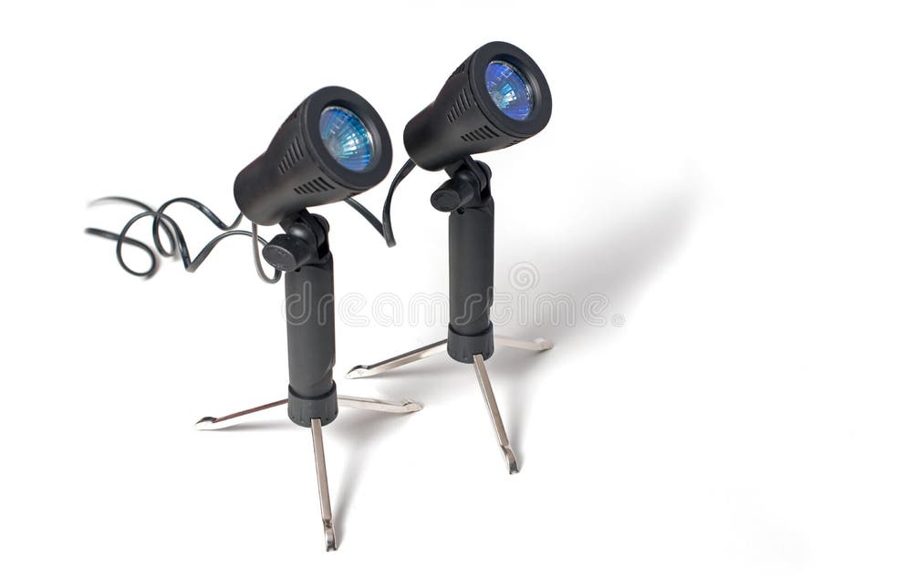 Pair of small spotlights stock image. Image of blue - 159548685