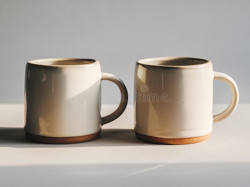 Two Identical White Mugs Placed Side by Side is Generated Using AI ...