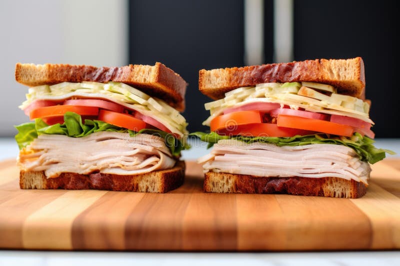 Two Identically Made Turkey Sandwiches Side-by-side Stock Illustration ...