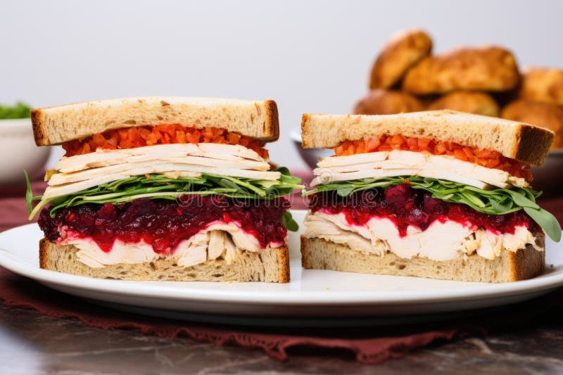 Two Identically Made Turkey Sandwiches Side-by-side Stock Image - Image ...