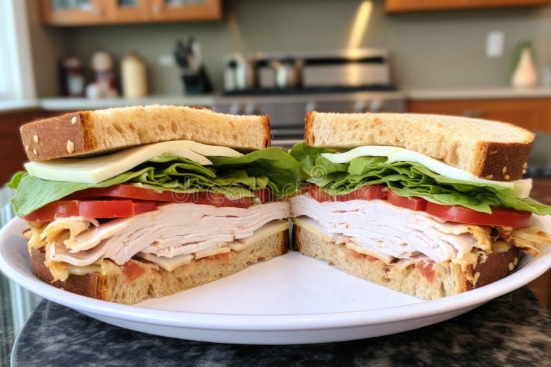 Two Identically Made Turkey Sandwiches Side-by-side Stock Photo - Image ...