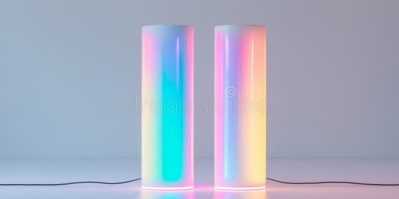 Two Illuminated Cylinders with Neon Gradient Glow Stock Photo - Image ...