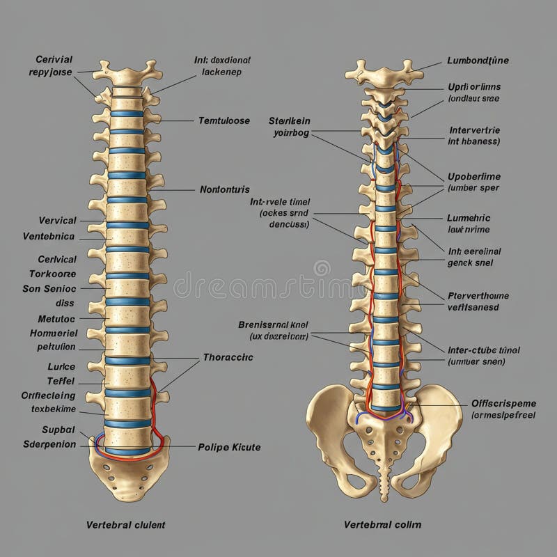 Two Illustrations of a Human Spine are Displayed. the Image on the Left ...