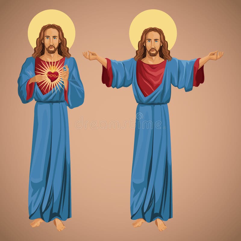 Hand with Sacred Heart Jesus Christ Image Stock Vector - Illustration ...