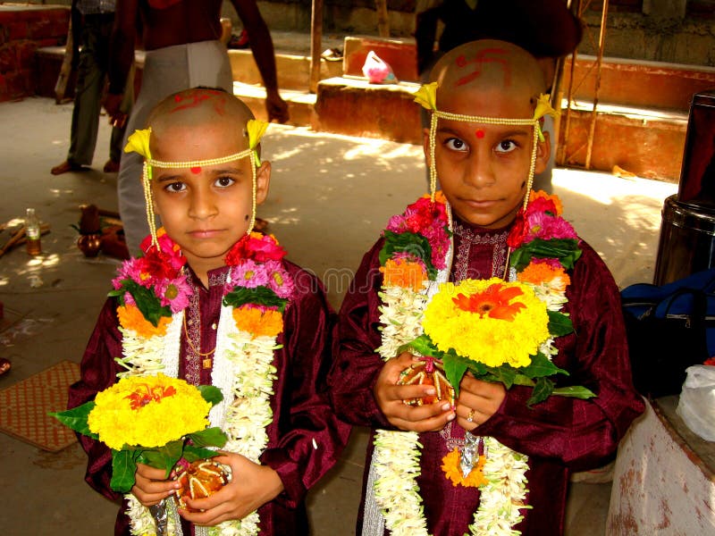 Two Indian Boys in Ceremony Stock Image - Image of colour, ceremonial ...