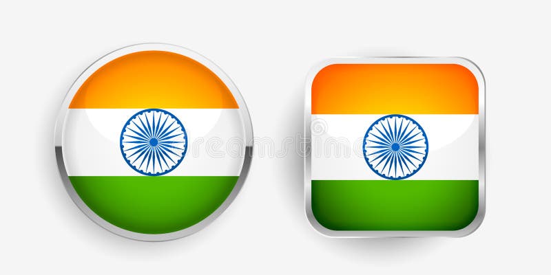 Two Indian Flag Label Icons Design Stock Vector - Illustration of ...