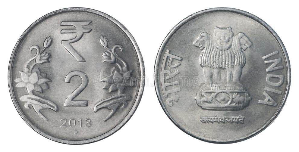 Two Indian Rupee stock image. Image of cent, isolated - 88825301