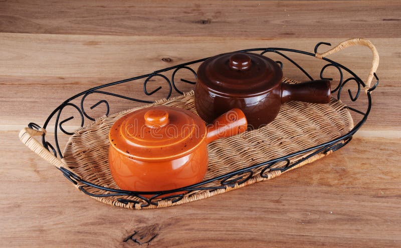 Two Individual Ceramic Pot with Lids. Stock Photo - Image of idea, warm ...