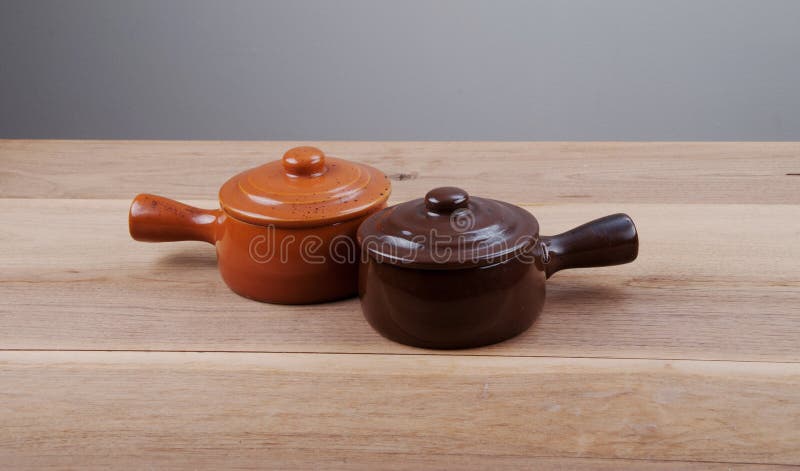 Two Individual Ceramic Pot with Lids. Stock Photo - Image of terracotta ...