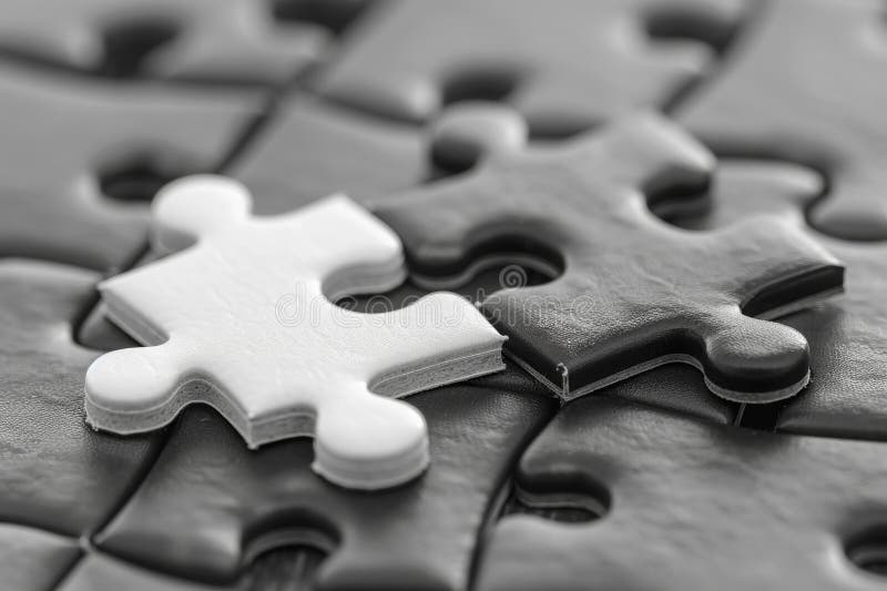 Two Individual Puzzle Pieces One Black and One White are Placed Closely ...