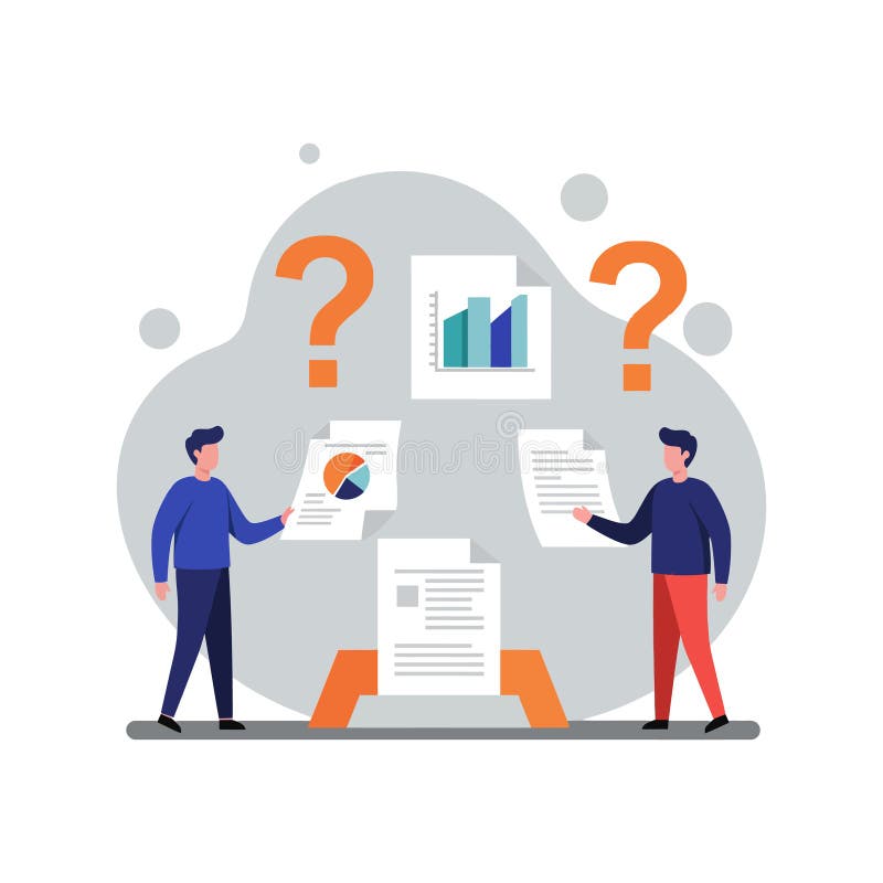 Two Individuals Analyzing Documents and Charts with Questions in ...