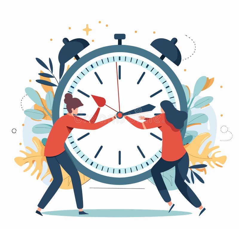 Two Individuals Collaborate To Adjust a Giant Clock, Highlighting ...