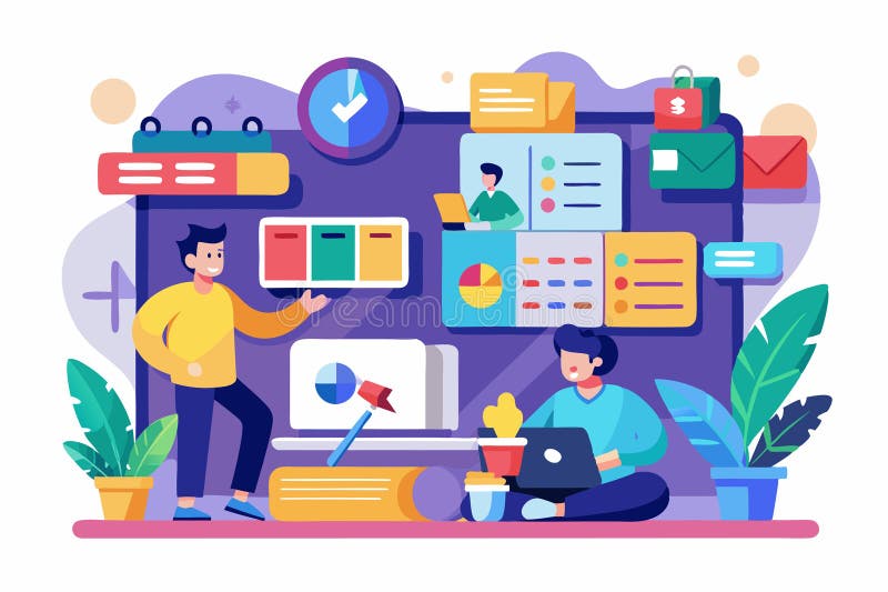 Two Individuals Collaborate To Organize Projects Using Customizable ...