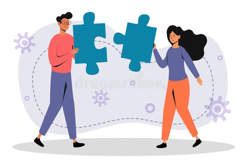 Two Individuals Collaborating To Solve a Puzzle Together in a Creative ...