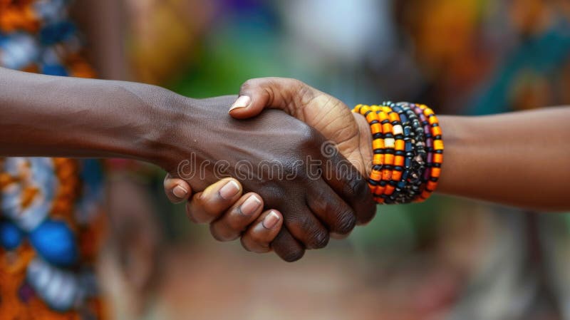 Two Individuals from Different Cultures Warmly Shaking Hands, with a ...