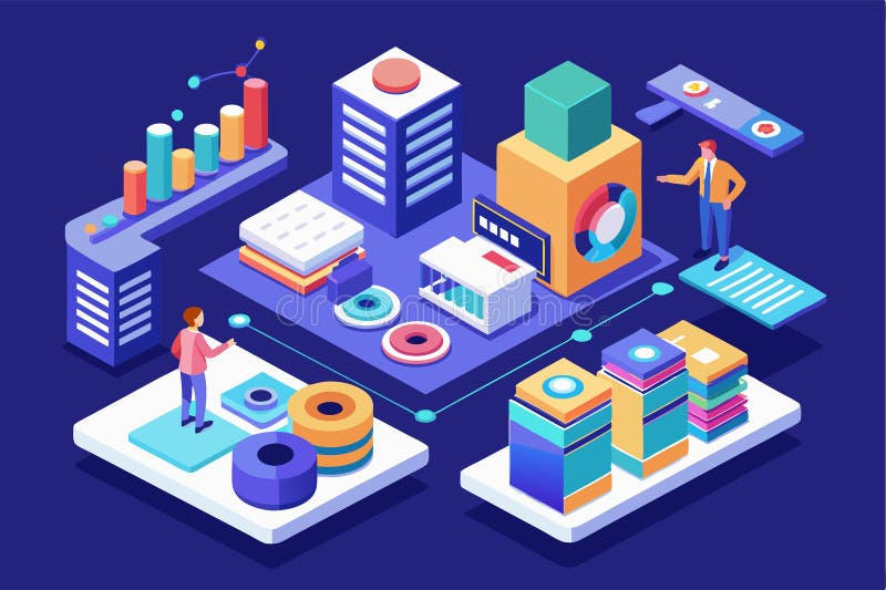 Two Individuals Engage with Data Visualization Tools in a Bright ...