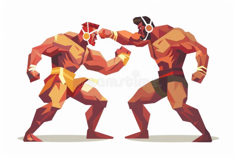 Two Individuals Engaged in Physical Altercation on a Plain, Neutral ...