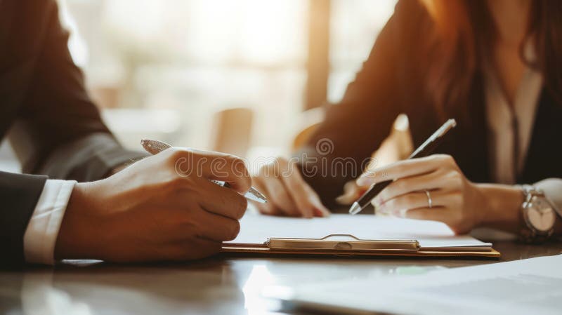 Two Individuals Engaged in Signing a Document, Which is Indicative of a ...