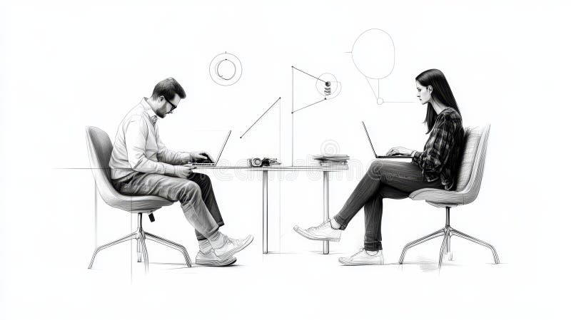 Two Individuals Engaged in a Virtual Meeting Utilizing Laptops ...