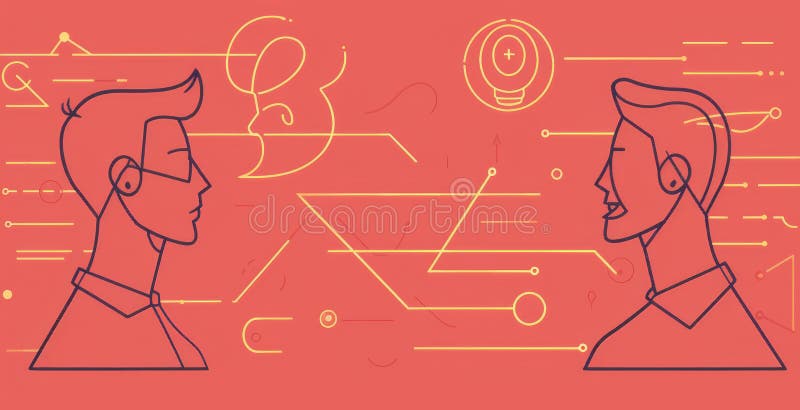 Two Individuals Facing Each Other Symbolizing Teamwork Connection ...