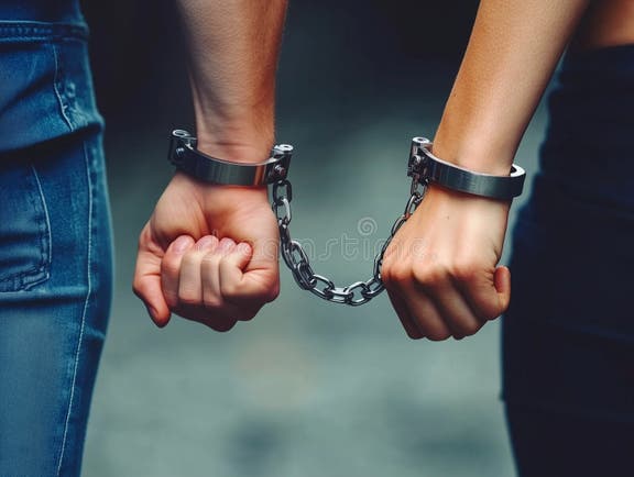 Hands Connected by Chain, Symbolizing Codependency Stock Illustration ...