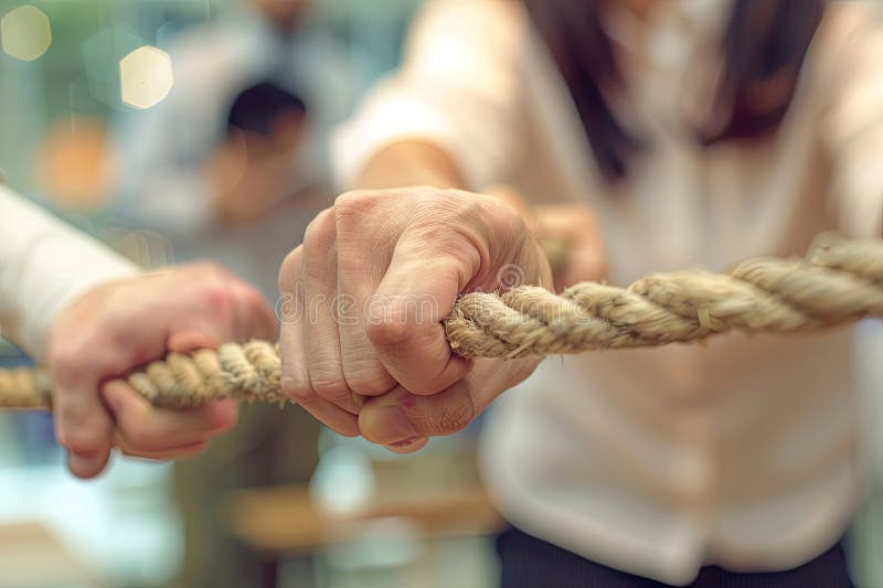 Two Individuals are Pulling a Long Rope in Completely Opposite ...