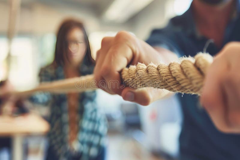 Two Individuals are Pulling a Long Rope in Completely Opposite ...