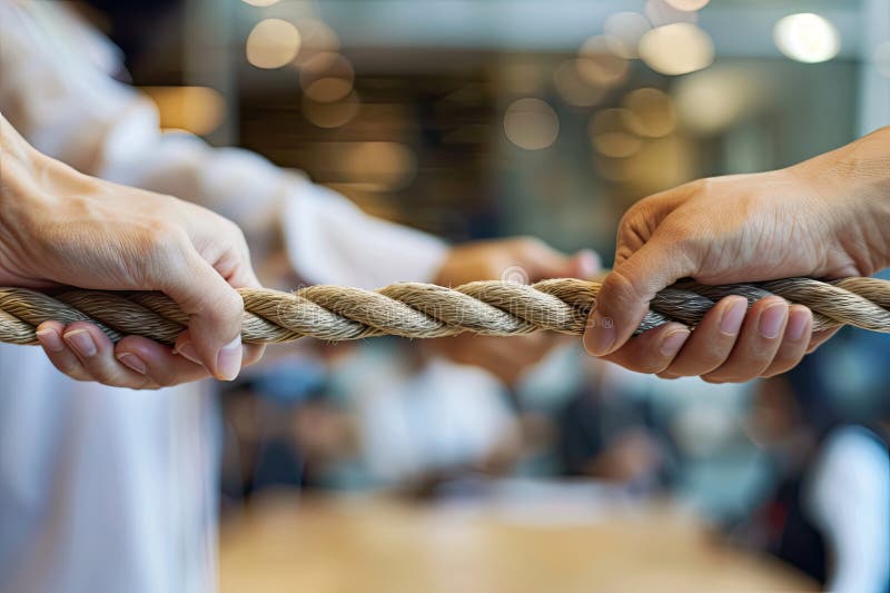 Two Individuals are Pulling a Long Rope in Completely Opposite ...
