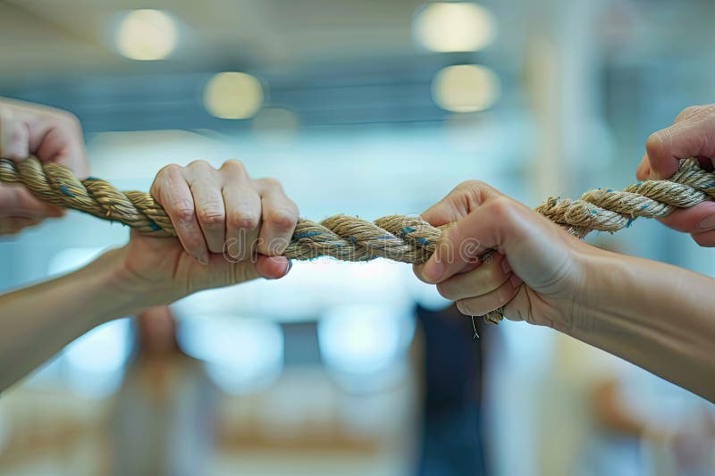 Two Individuals are Pulling a Long Rope in Completely Opposite ...