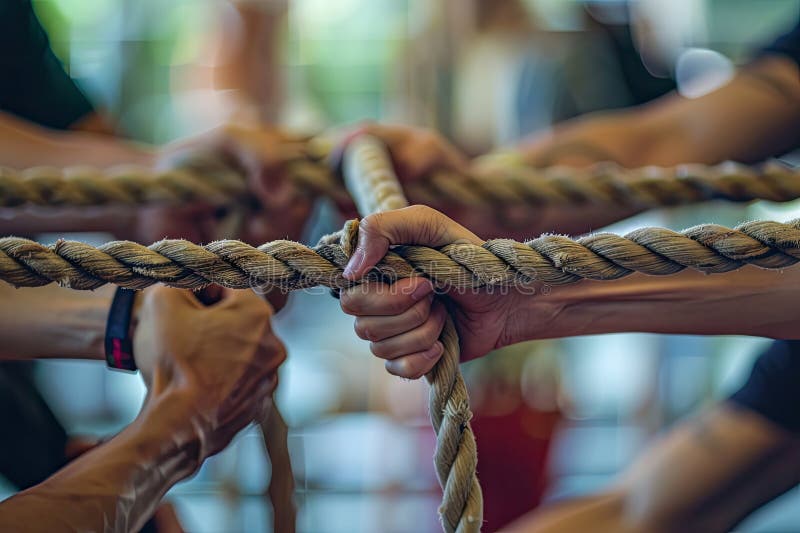 Two Individuals are Pulling a Long Rope in Completely Opposite ...
