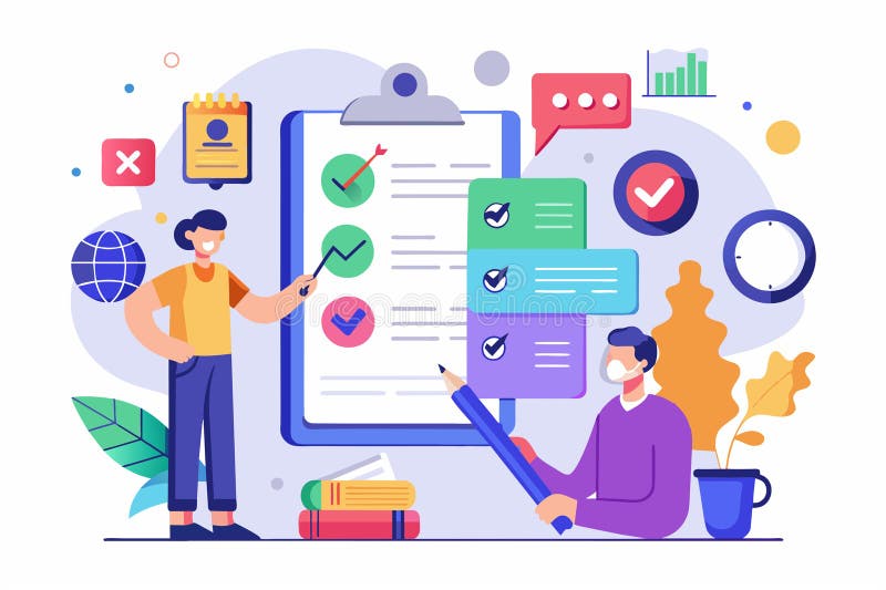 Two Individuals Review Tasks and Analyze Data Using Charts and ...