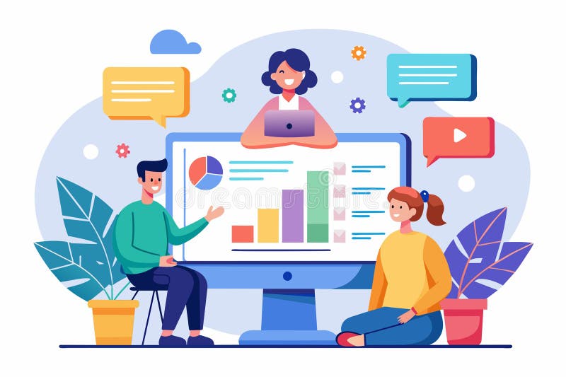 Two Individuals are Seated in Front of a Computer Screen, Engaged in a ...