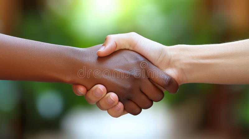 Two Individuals Shaking Hands Outdoors, Symbolizing Agreement and ...